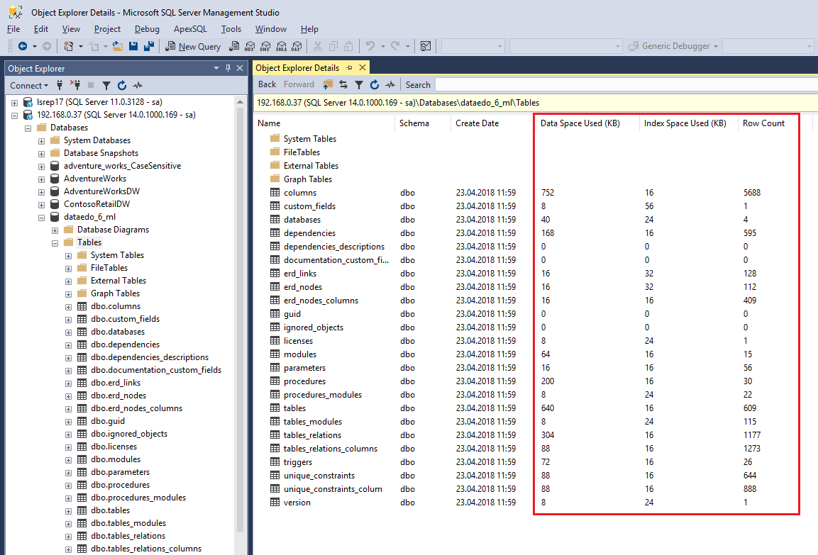 SSMS How To Show Table Row Count And Space Used In SSMS